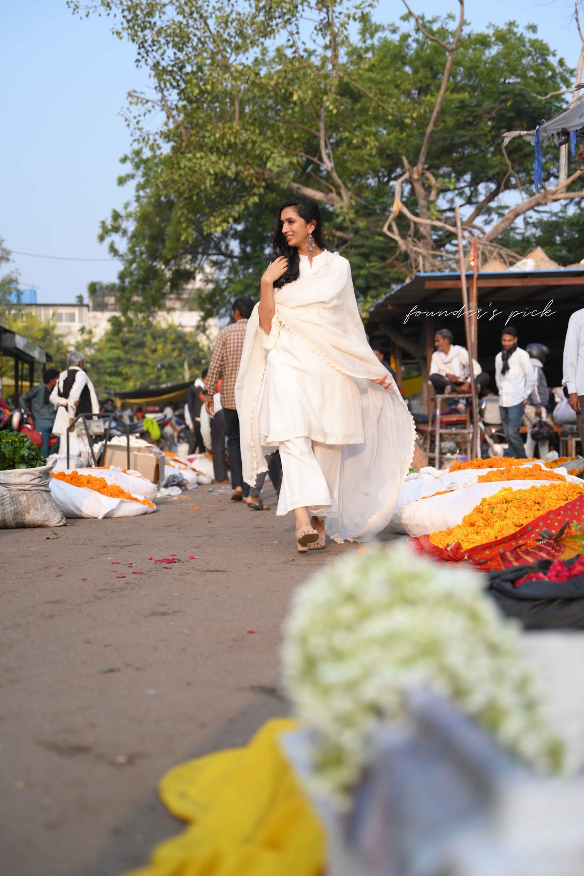 Ivory Muslin Tunic Set (Set of Three) | Kapraaha